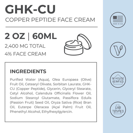 GHK-Cu 2400mg Face Cream | Hydrating, 4% Copper